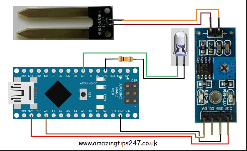 Turning led on and off with soil moisture sensor « Amazing Tips247