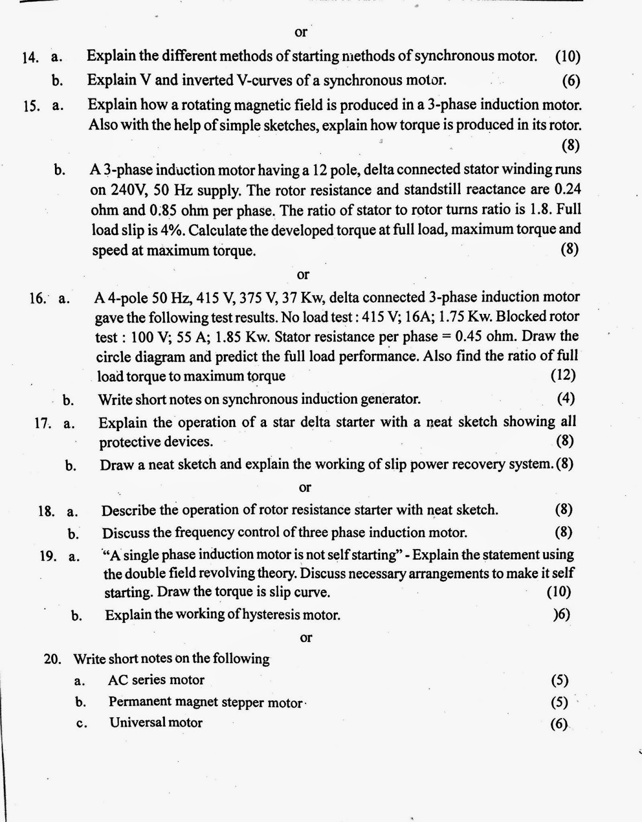 Question Paper of EE52 Electrical Machines - II Fifth Semester Anna ...