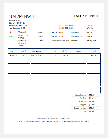 Transport Bill Format In Word Free Download - Invoice Template