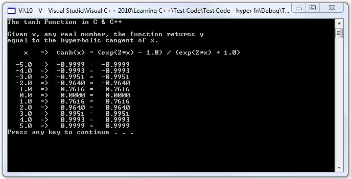Lessons In Coding: The tanh Function in C & C++