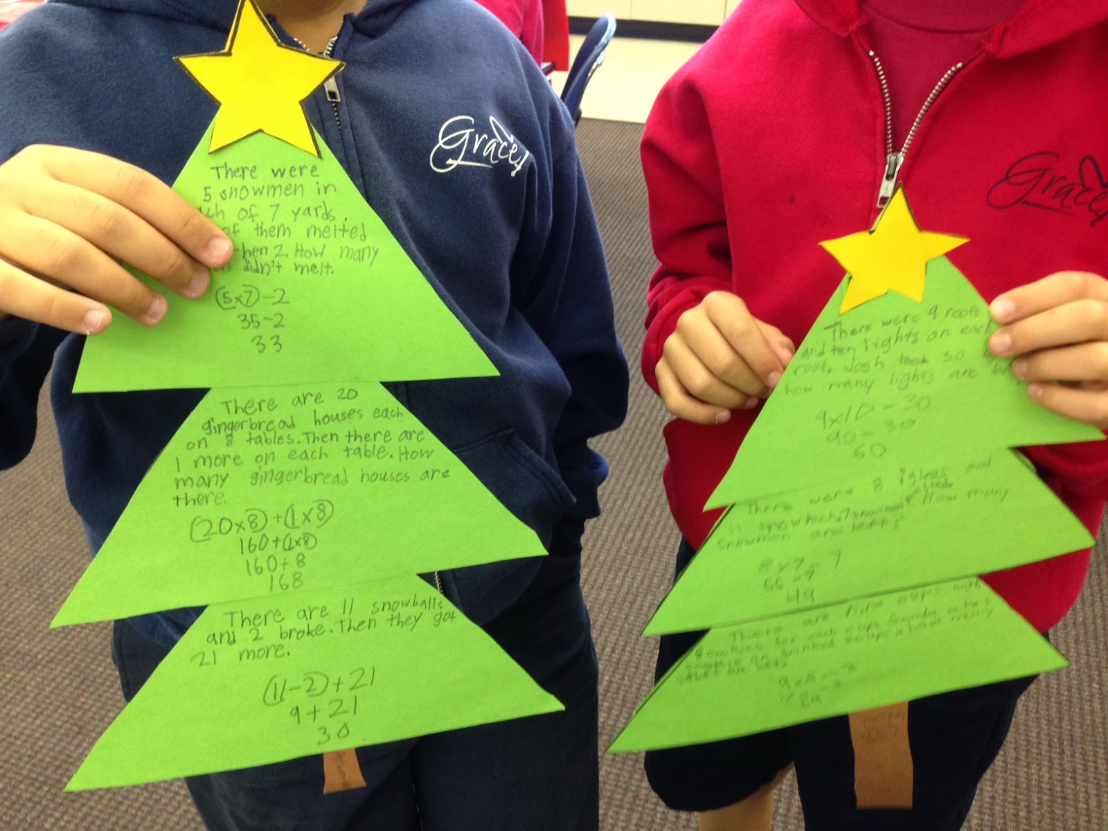 Word Problem Christmas Tree Craftivity - Apples & ABC's