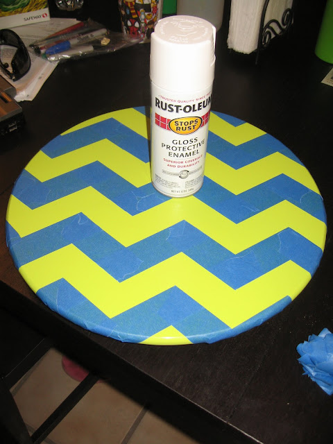 a kitchen table for two: Lazy Susan makeover & chevron stipe tutorial