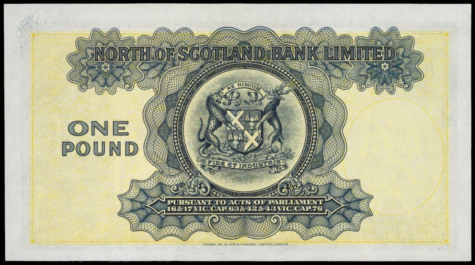 Scottish Banknotes One Pound Note 1945 North of Scotland Bank Limited ...