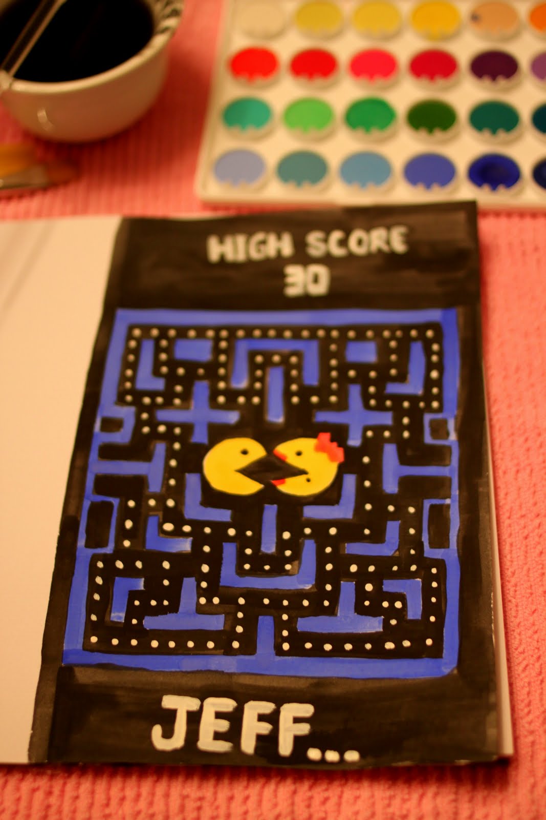 Here Comes The Fun: happy 30th jeff; handmade pac-man birthday card