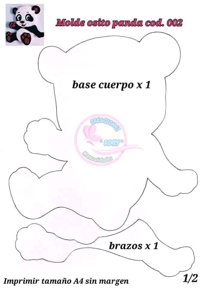 Panda com molde para imprimir | Molde para imprimir