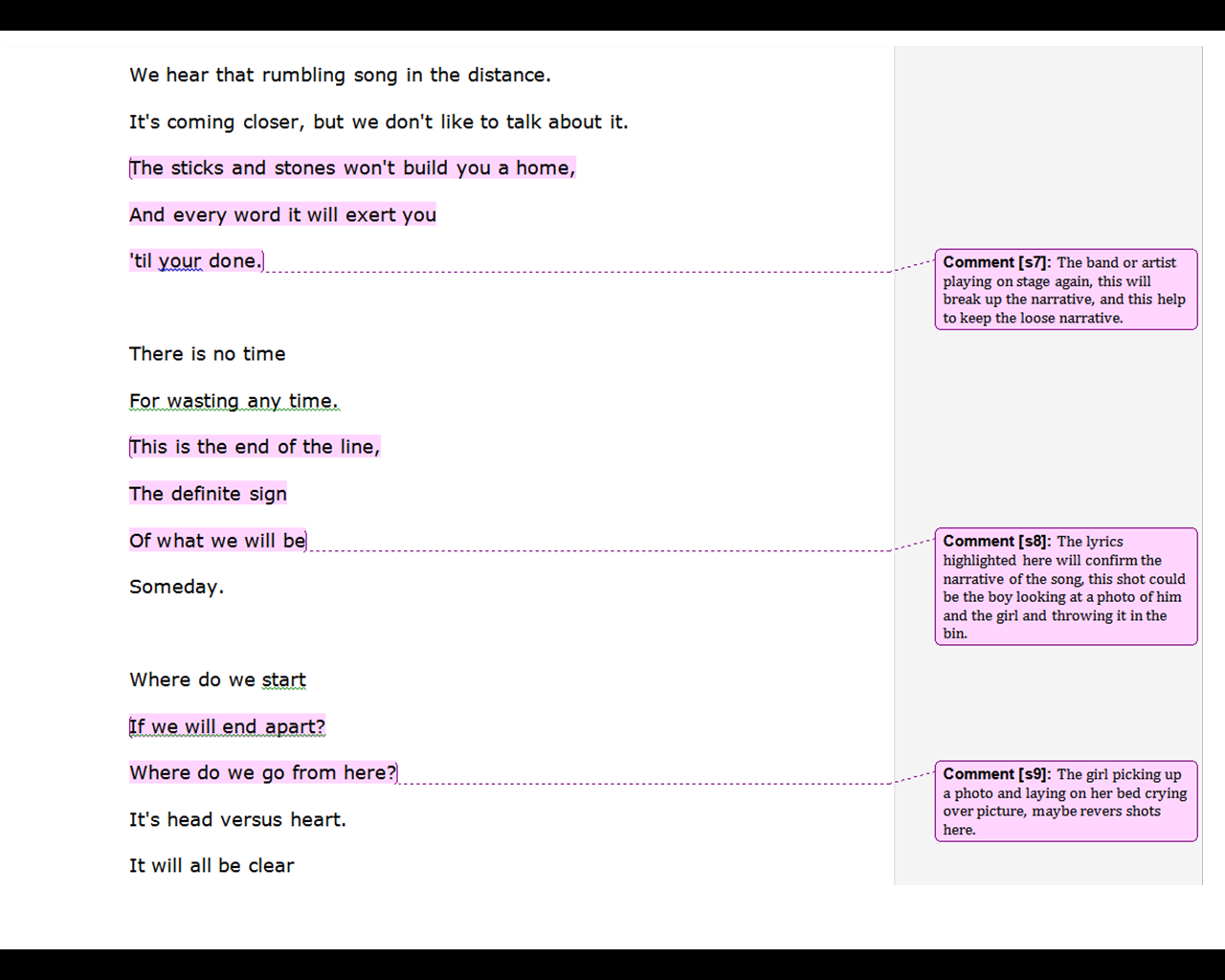 Georgia Duncombe: Lyrics Annotation.