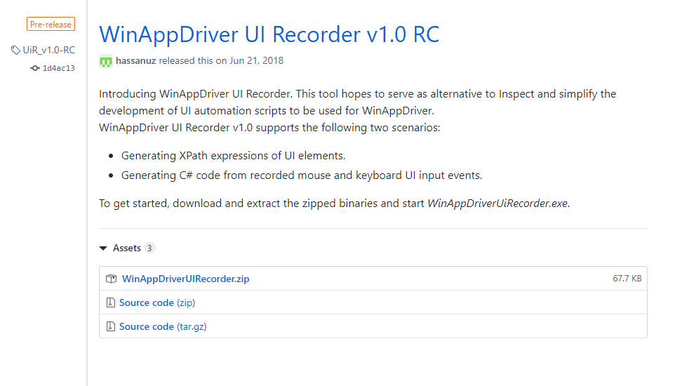 A Programmer's Day: How to download and run WinAppDriver UI Recorder