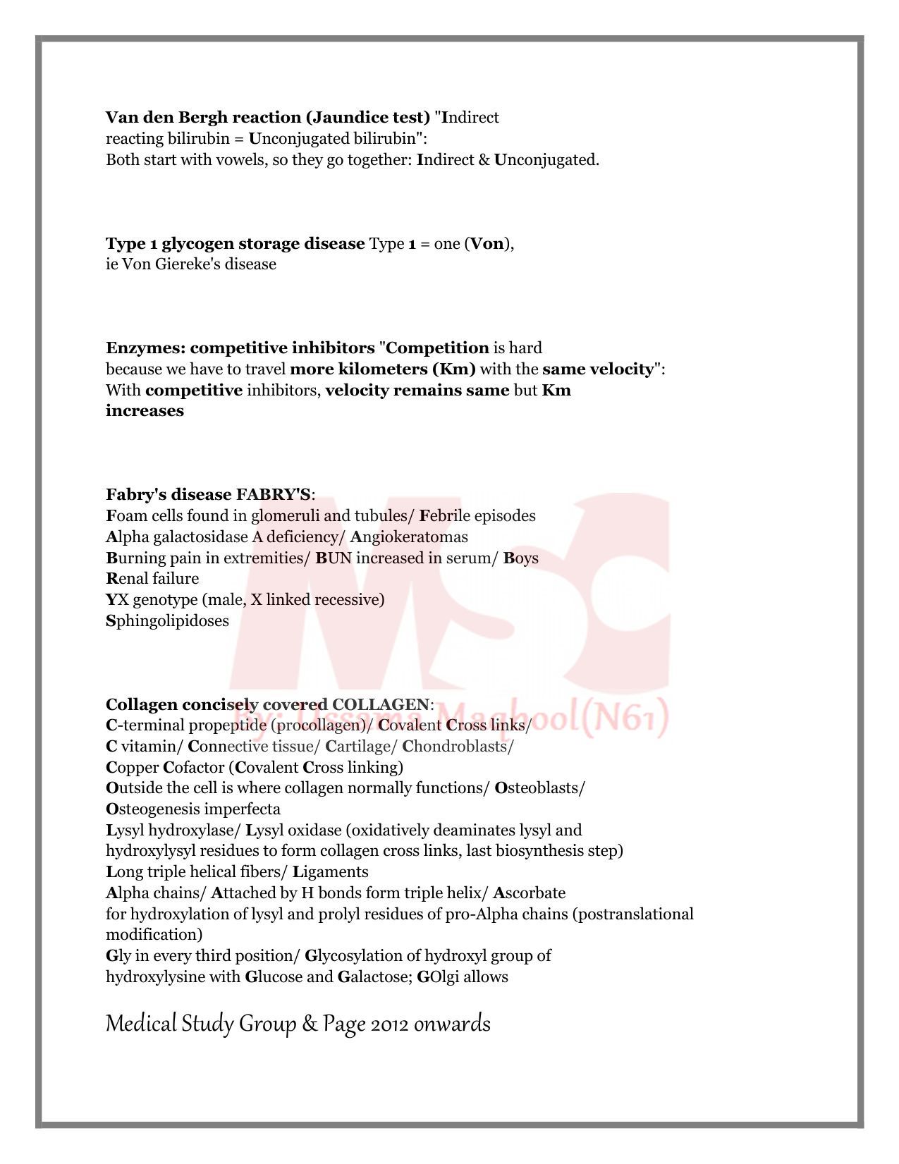 BIOCHEMISTRY MNEMONICS: