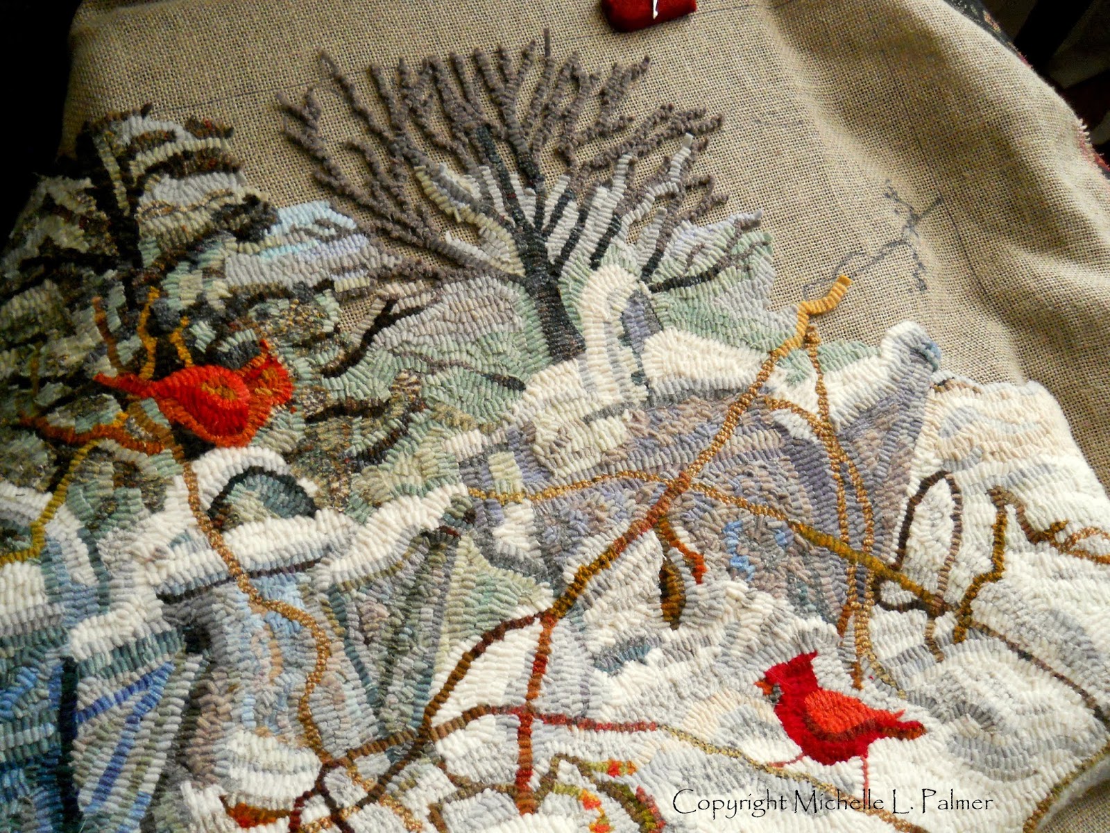 Michelle Palmer: Winter Watering Cans Hooked Rug