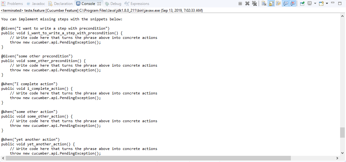Exemplos de Features - Cucumber
