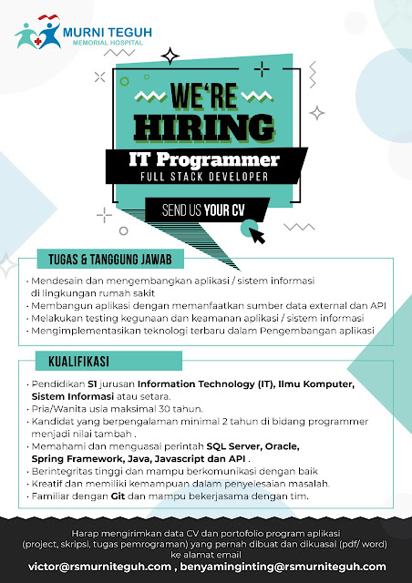 Info Loker Medan terbaru IT PROGRAMMER Rumah Sakit Murni Teguh Medan ...