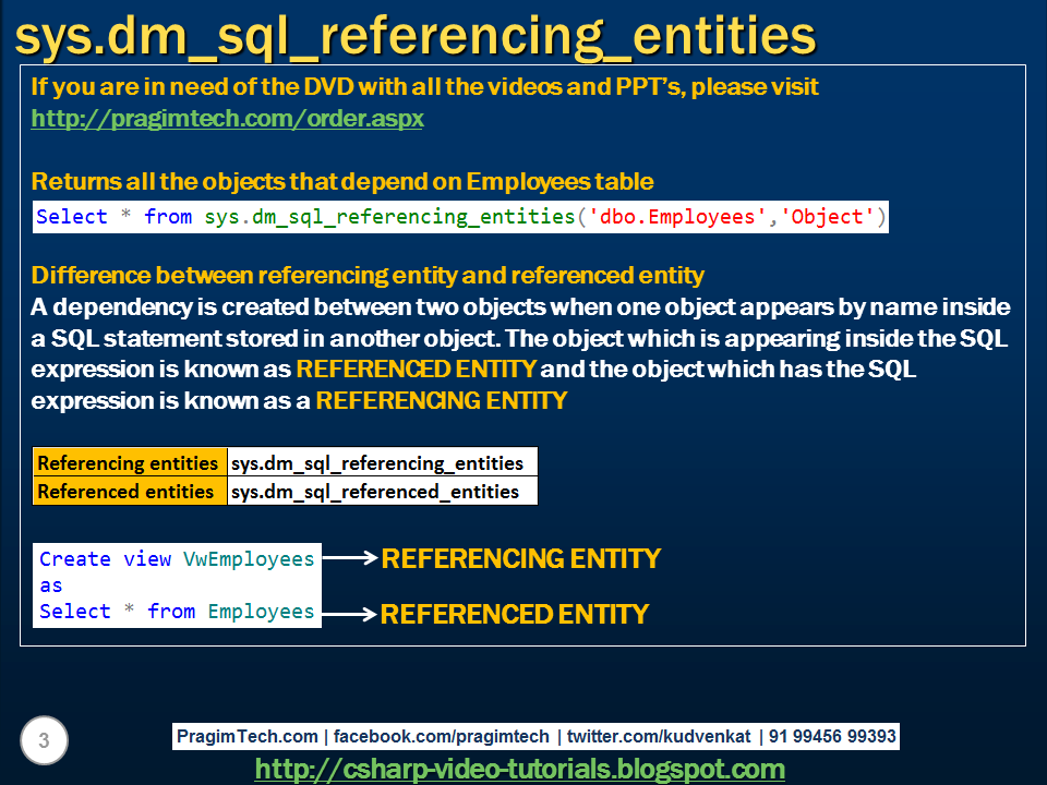 Sql server, .net and c# video tutorial: sys.dm_sql_referencing_entities ...