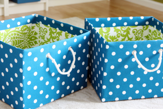 IHeart Organizing: Project Pretty: DIY Fabric Boxes & a Link Party!
