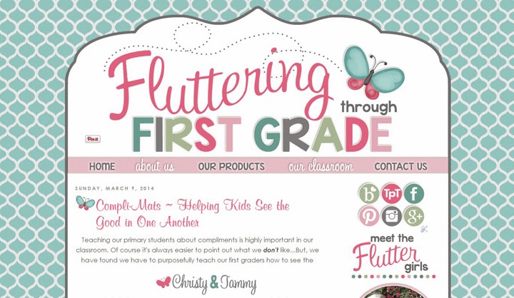 Fluttering through First Grade | blog design | Designs By Kassie