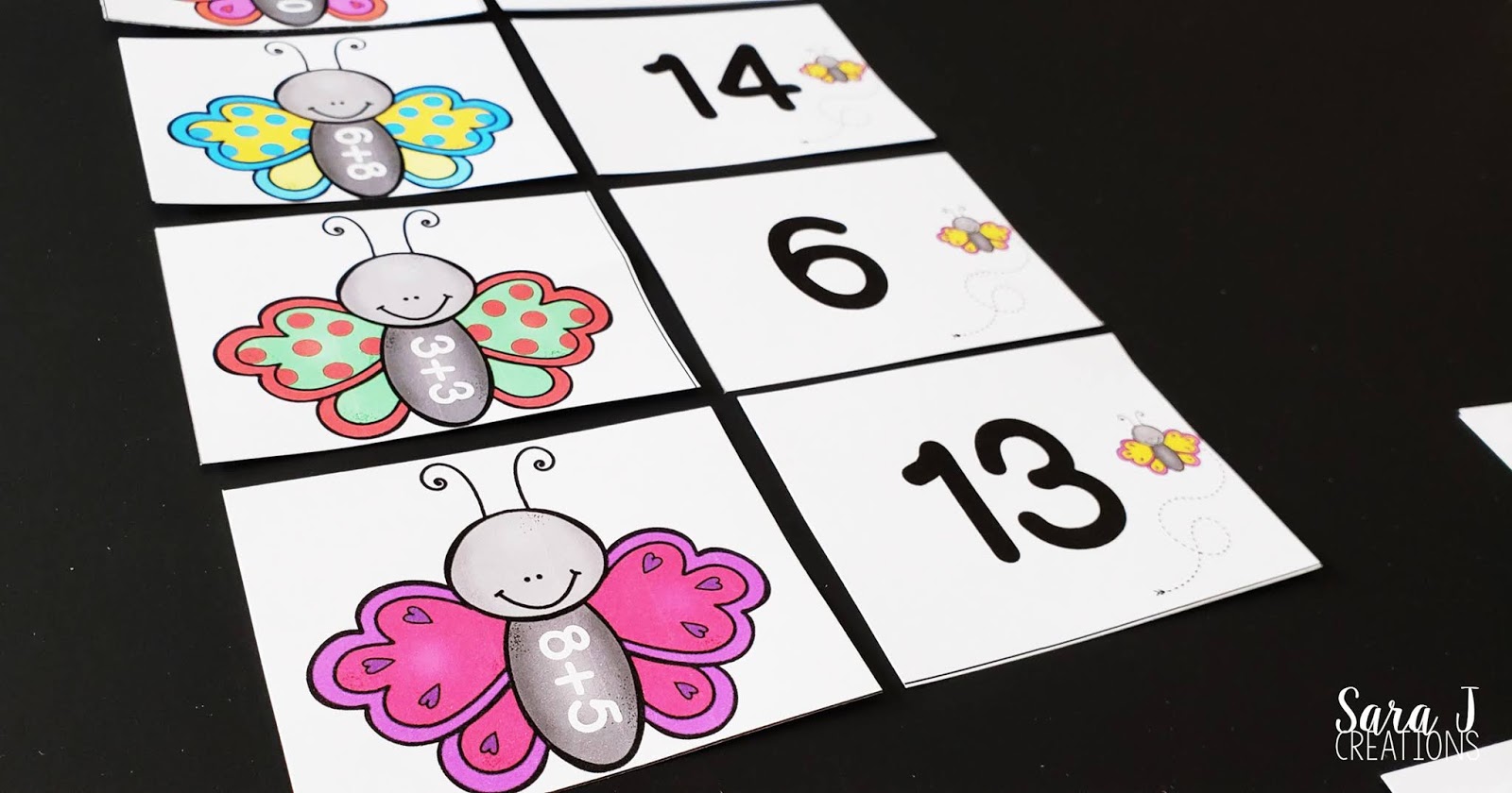Free Butterfly Addition within 20 Matching Game | Sara J Creations