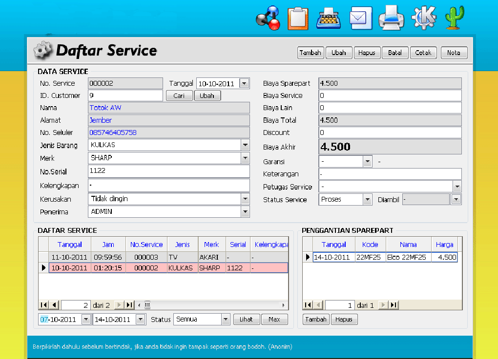 SOFTWARE & APLIKASI BISNIS INDONESIA: Program administrasi bengkel ...