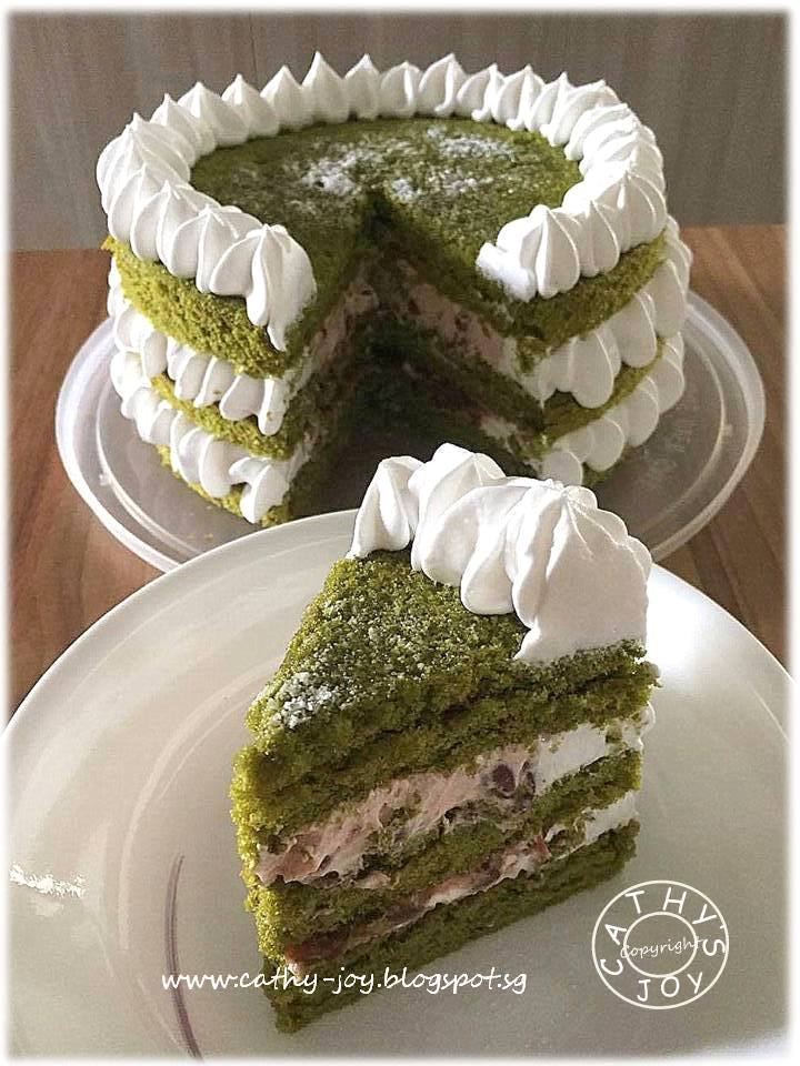 cathy's joy: Matcha Azuki Bean Cake