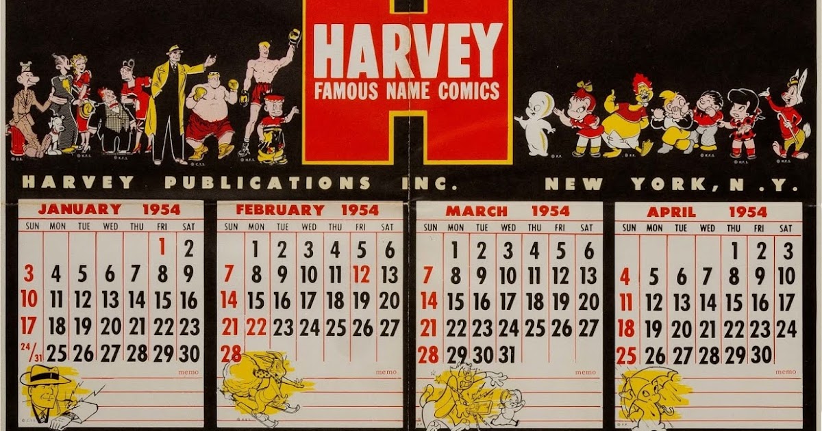 Pop Culture Safari!: Pop Artifact: Harvey Comics calendar 1954