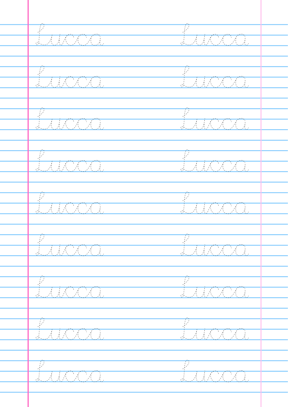 Nome Lucca pontilhado para imprimir