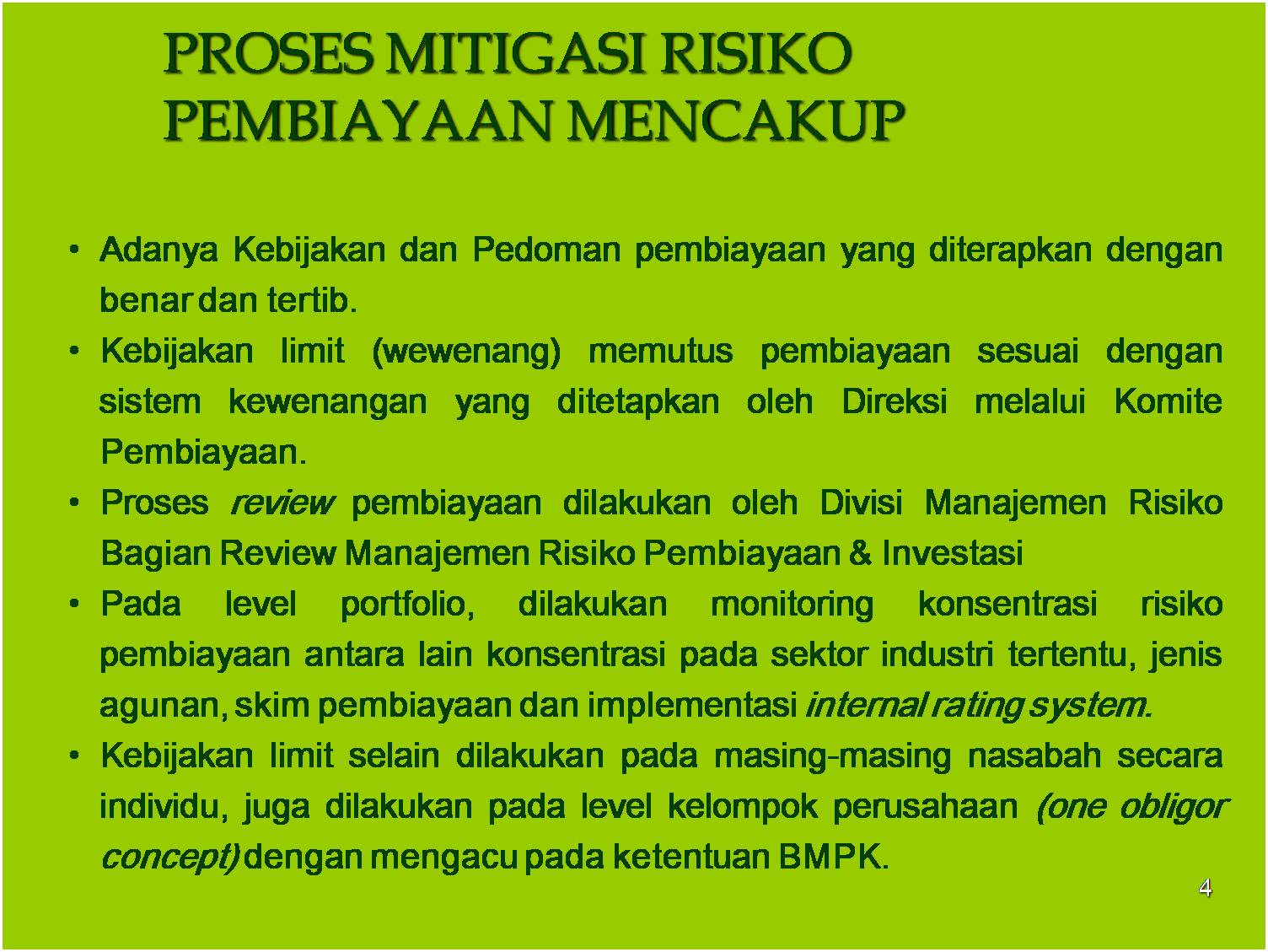BANKING BLOG : MITIGASI DAN REVIEW RISIKO PEMBIAYAAN