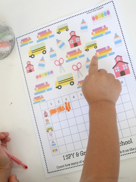 Back to School I SPY & Graph {FREE Printable} | School Time Snippets