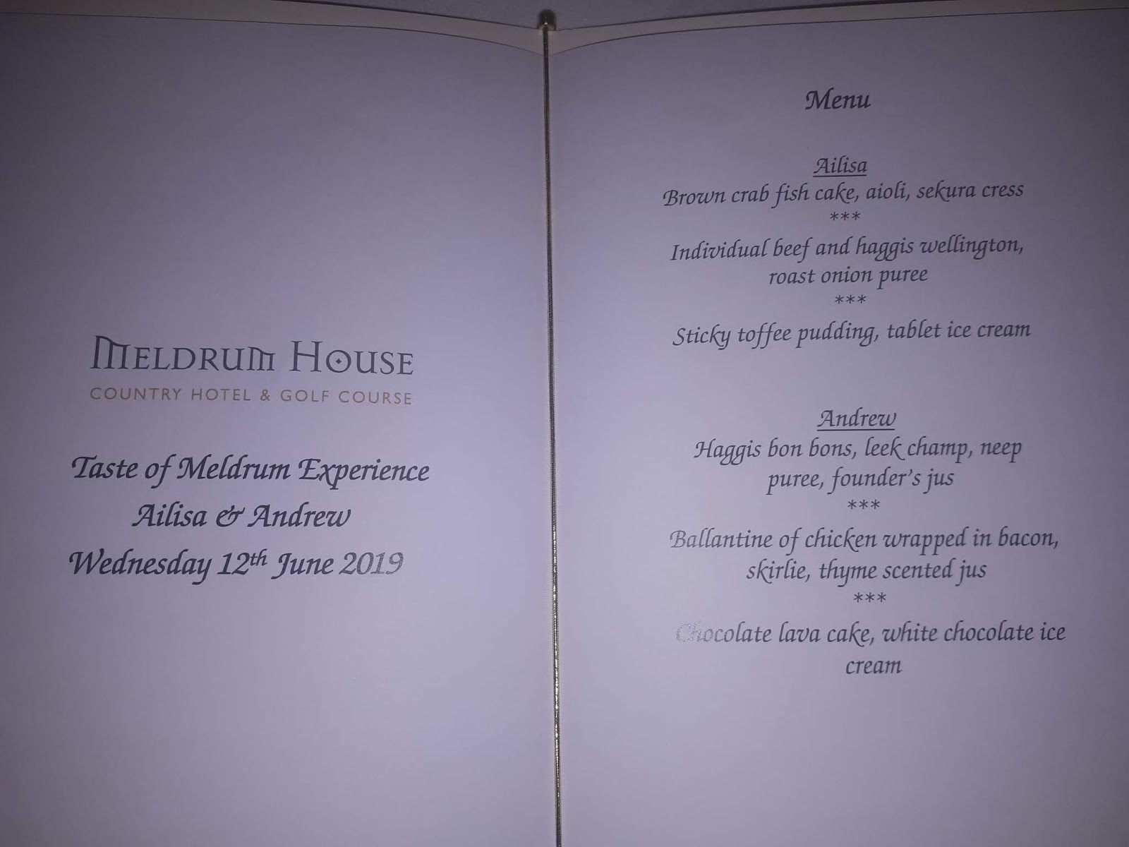 Meldrum House Hotel 'Taste of Meldrum' - Wedding Tasting Evening