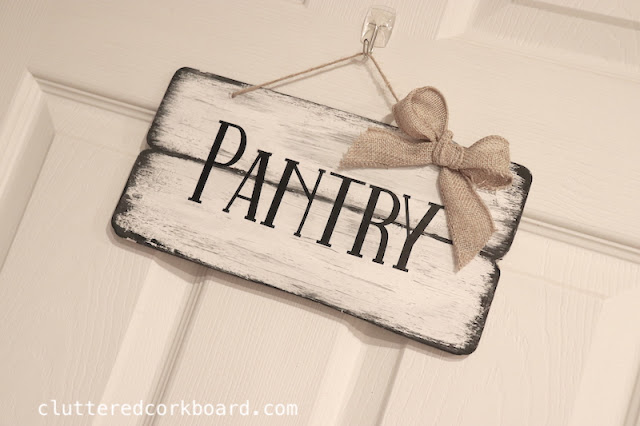 DIY Farmhouse Style Pantry Sign for the Kitchen - Cluttered CorkBoard