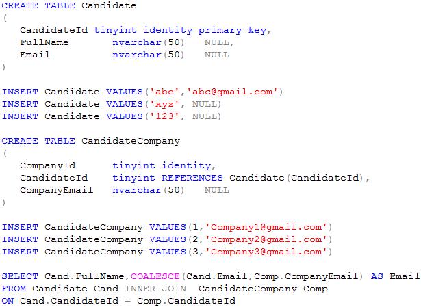 SQL Server Interview Questions: What is the use of COALESCE in SQL Server