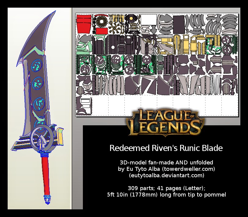 League of Legends - Riven's Runic Blade Papercraft | Papercraft ...