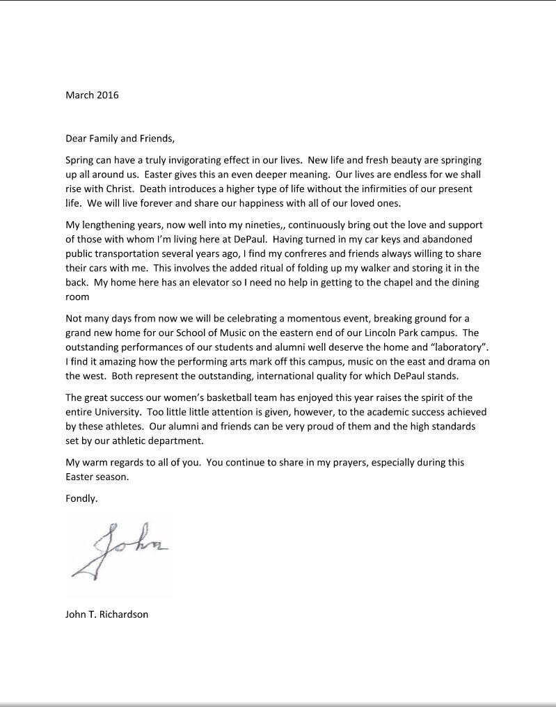 DES News Updates ********* DePaul Emeritus Society-Chicago, IL : Fr ...