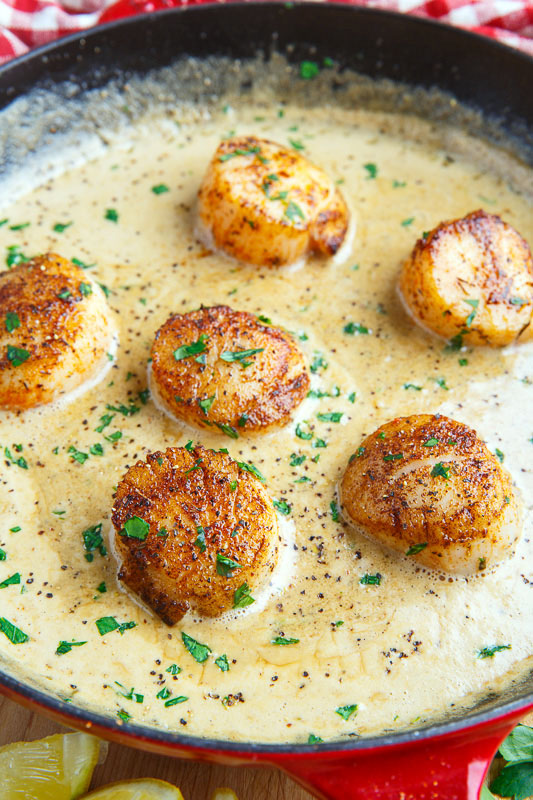 Seared Scallops In A Cajun Mustard Cream Sauce Recipe On Closet Cooking