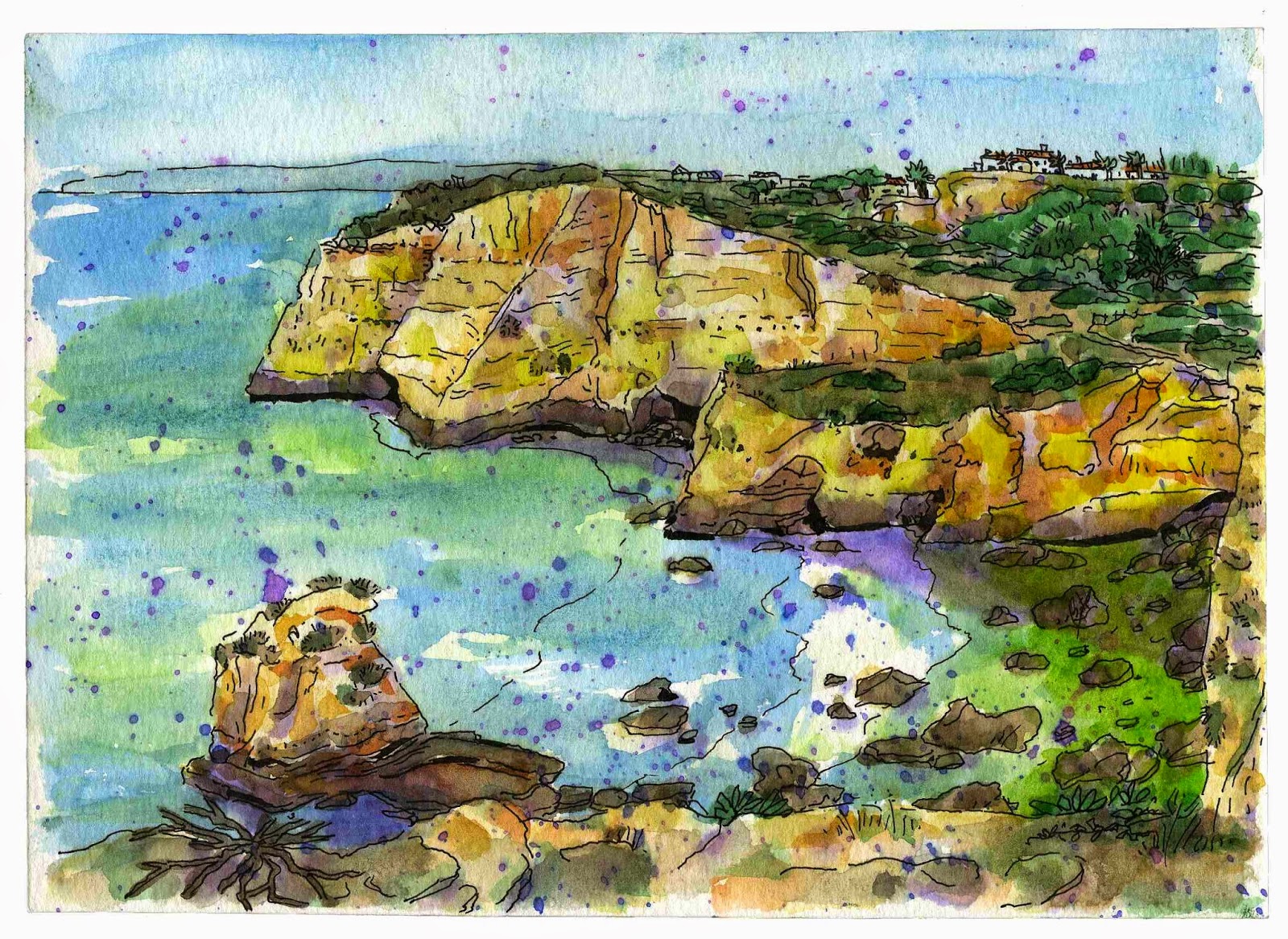 Urban Sketchers Portugal: Falésias no concelho de Lagoa