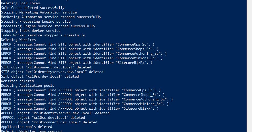 Uninstall Script for Sitecore 10 and Commerce Instances