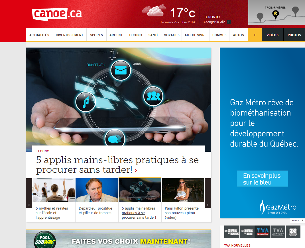 BigCityLib Strikes Back: Canoe.ca All In French?