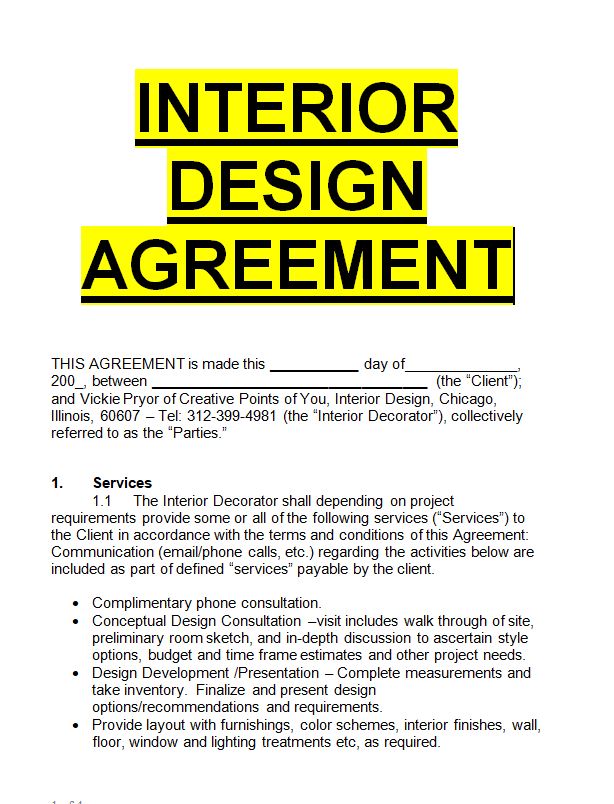 Interior Design Letter Of Agreement Template ~ Resume Letter