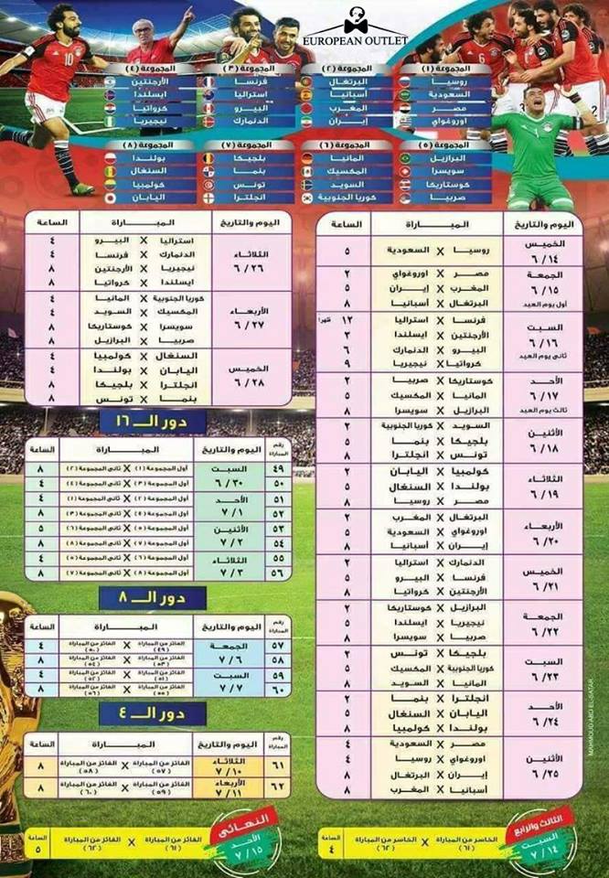 جدول ومواعيد مباريات كاس العالم روسيا 2018 والقنوات الناقلة • عروض نت