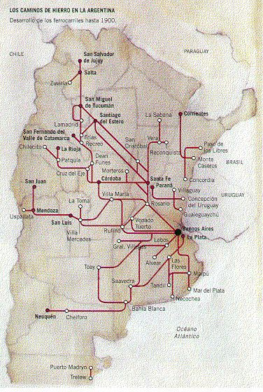 Origen y desarrollo del ferrocarril en la Argentina: Mapa con las ...