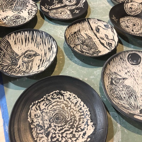 My Owl Barn: Beautiful Sgraffito Pottery Pieces by Adena Griffith