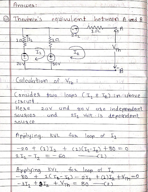Thevenin's theorem example : In the circuit of Figure, determine: a) Thevenin's equivalent ...