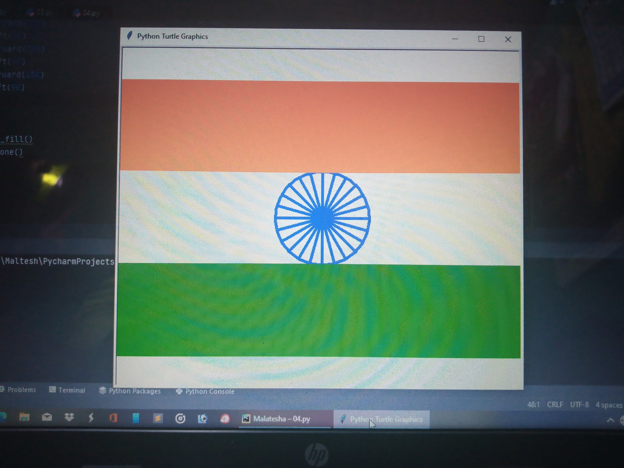 Malatesha G M Coding Drawing INDIAN FLAG By Using Python Malatesha G M Coding Drawing INDIAN FLAG By Using Python
