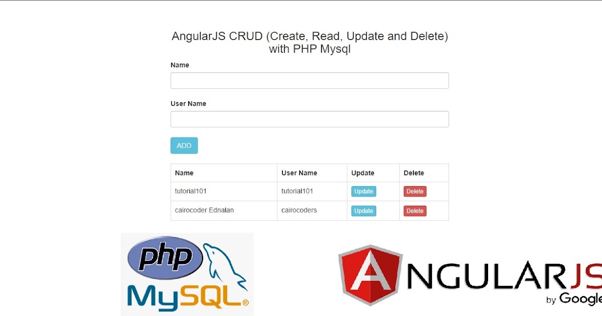 Angularjs Crud Create Read Update And Delete With Php Mysql Tutorial101