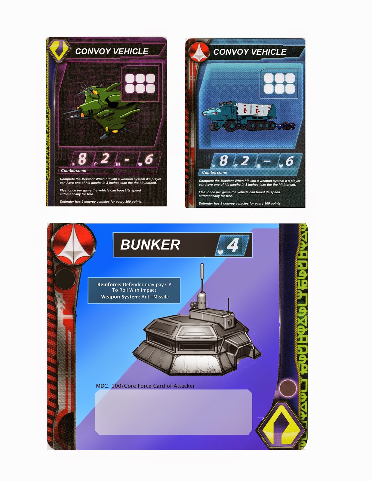 RPG and Tactics: Convoy and Bunker Cards