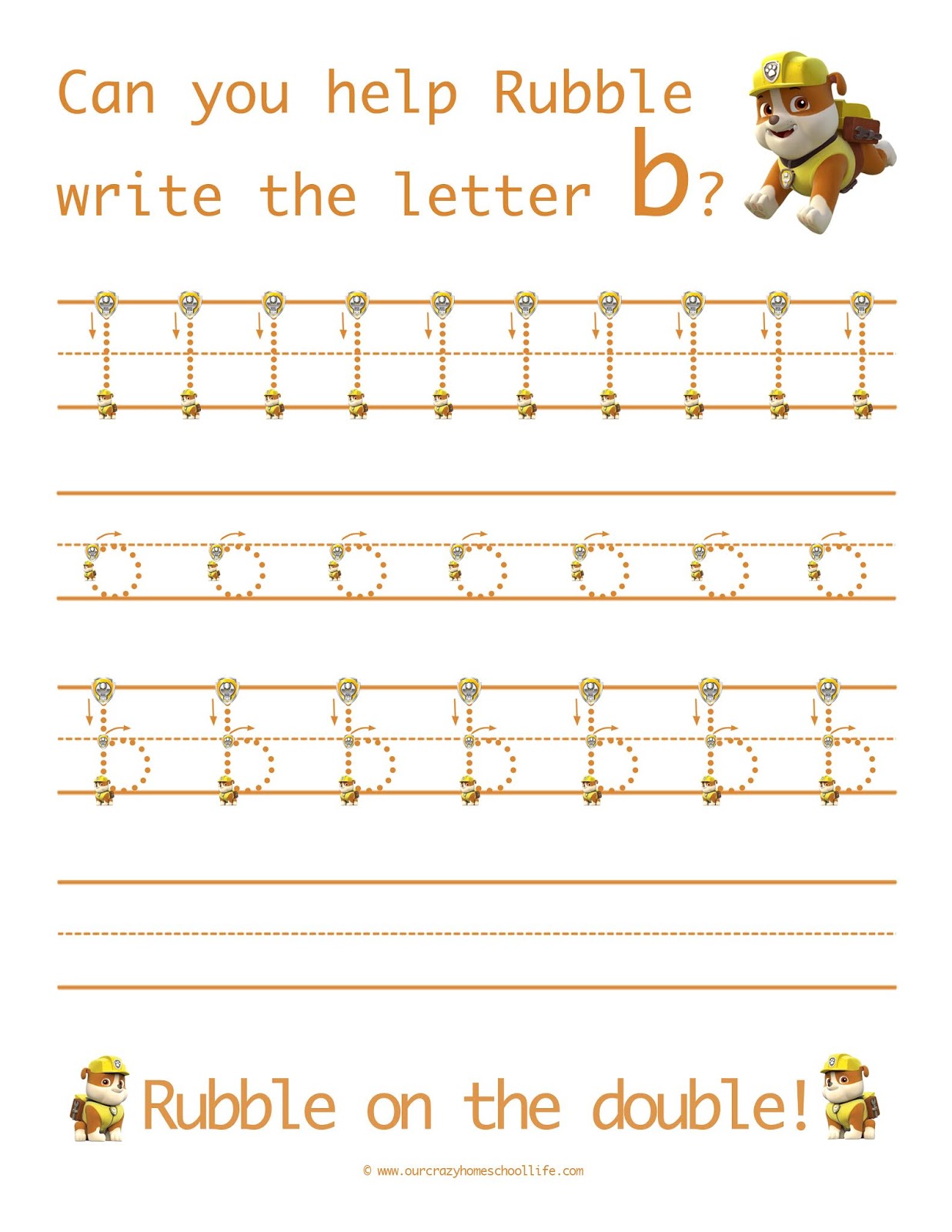 The Letter B - FREE Patrol Patrol Handwriting Printables... - Our Crazy ...