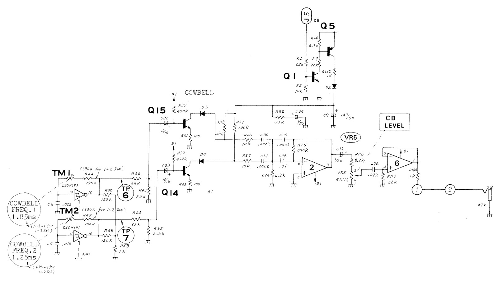 Sviken av elektroniken: 808 Drum schematics.