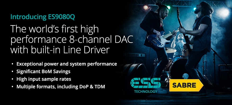 SABRE HiFi 要聽就聽最好的!!: ESS Technology宣布推出全球首款具有內置2Vrms線路驅動器的高性能8聲道DAC