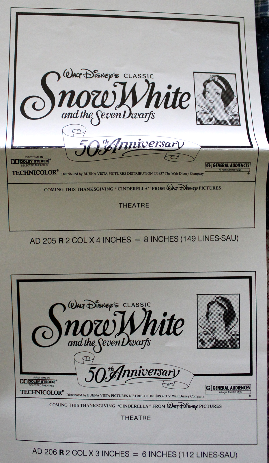Filmic Light - Snow White Archive: 1987 Snow White Ad Pad
