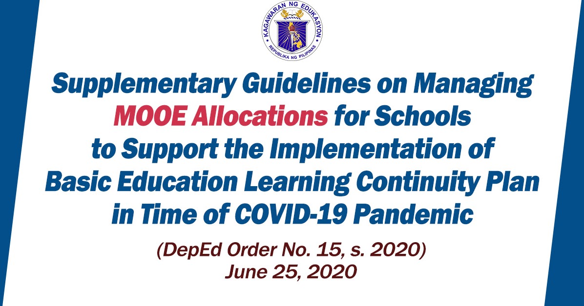 Supplementary Guidelines on Managing MOOE Allocations in Time of COVID ...