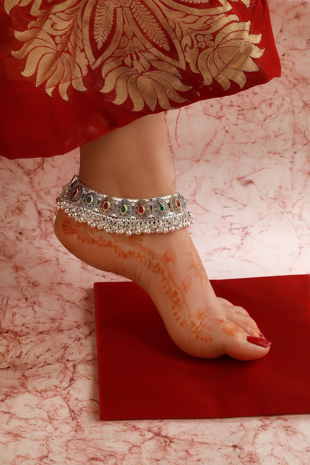 Bridal Silver anklets designs