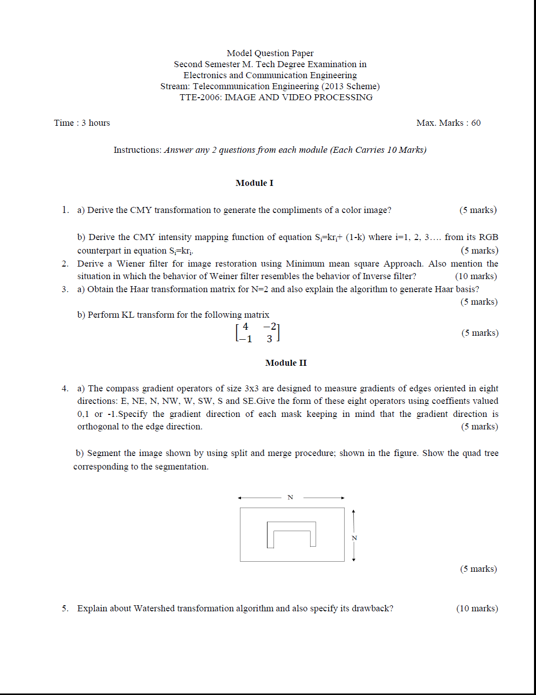 Kerala University M.Tech. Image And Video Processing 2017 Question ...