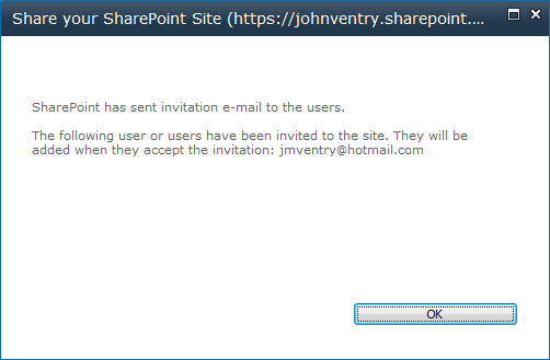 Invitation to Sharing Office 365 SharePoint Team Site With External Users